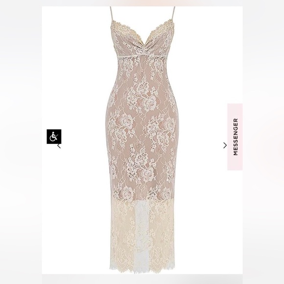 House of CB | Dresses | House Of Cb Serelle Antique Ivory Lace Midi ...